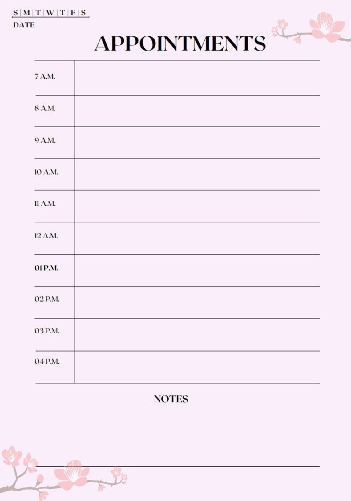 Appointment Tracker Printable, Sakura Appointment Tracker, Weekly ...