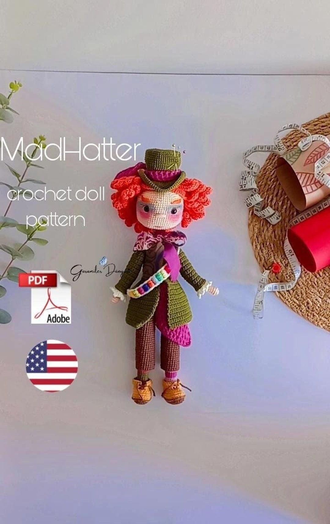Mad Hatter Pattern Pdf-english, Crochet English Pattern, Mad Hatter ...