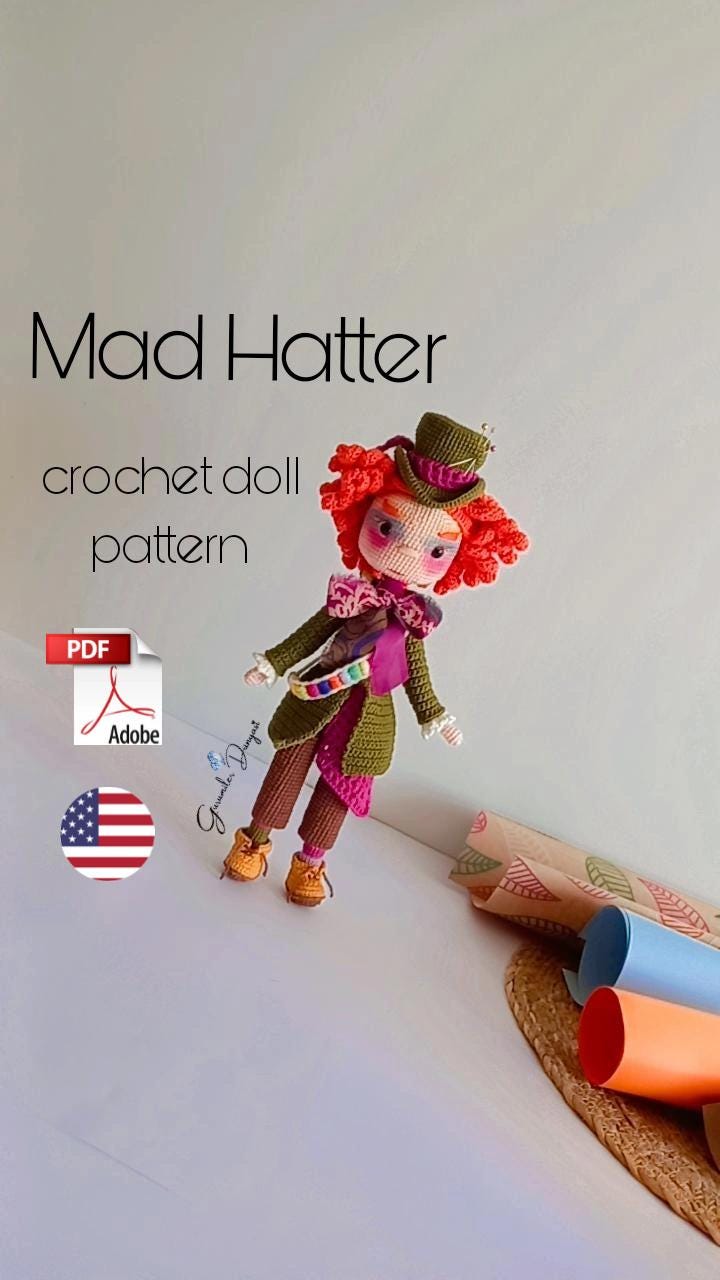 Mad Hatter Pattern Pdf-english, Crochet English Pattern, Mad Hatter ...