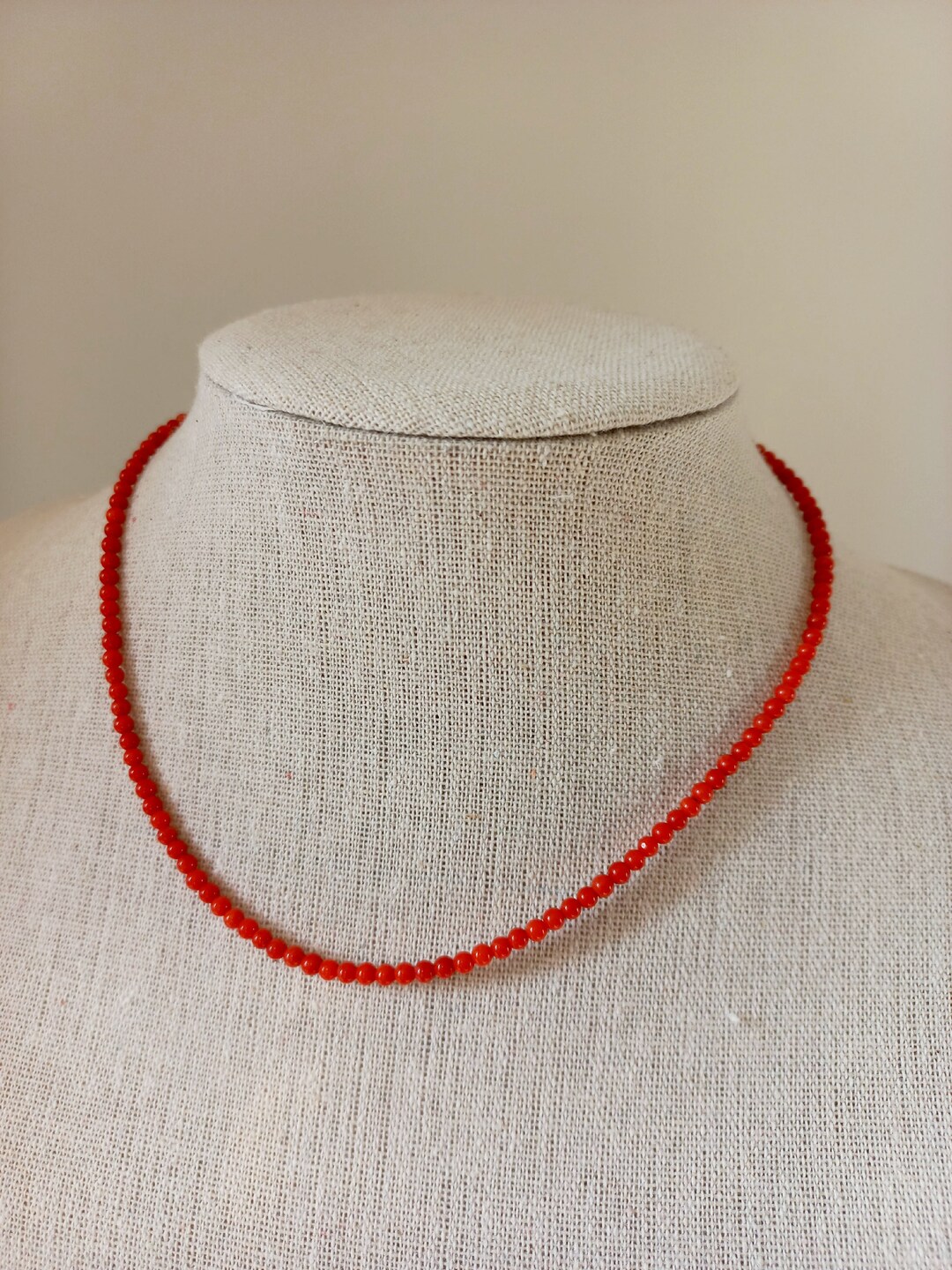 Collier en corail bambou rouge 4MM. Collier pour femme. Collier perles ...