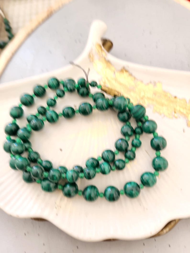 Round Green Malachite Natural Stone Necklace, Gift for Women, Green ...