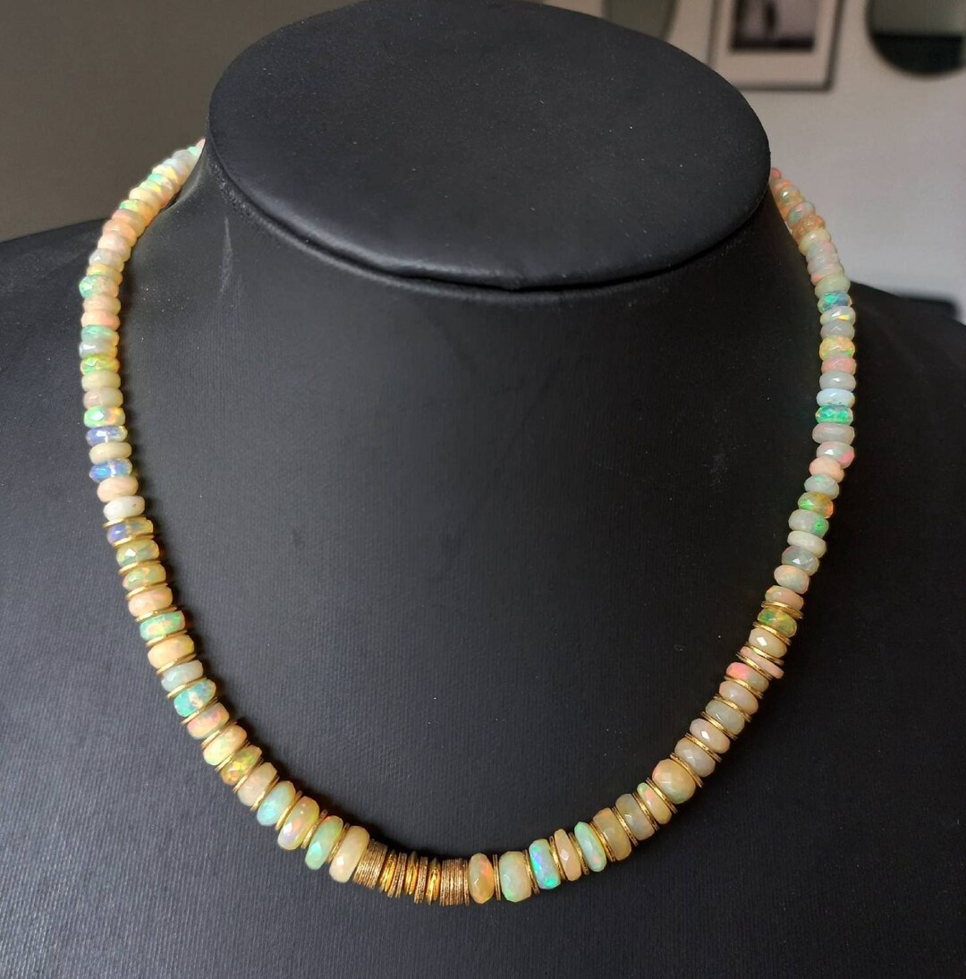 Necklace in Natural Stones of Opals Women's Necklace, Gemstone Necklace ...