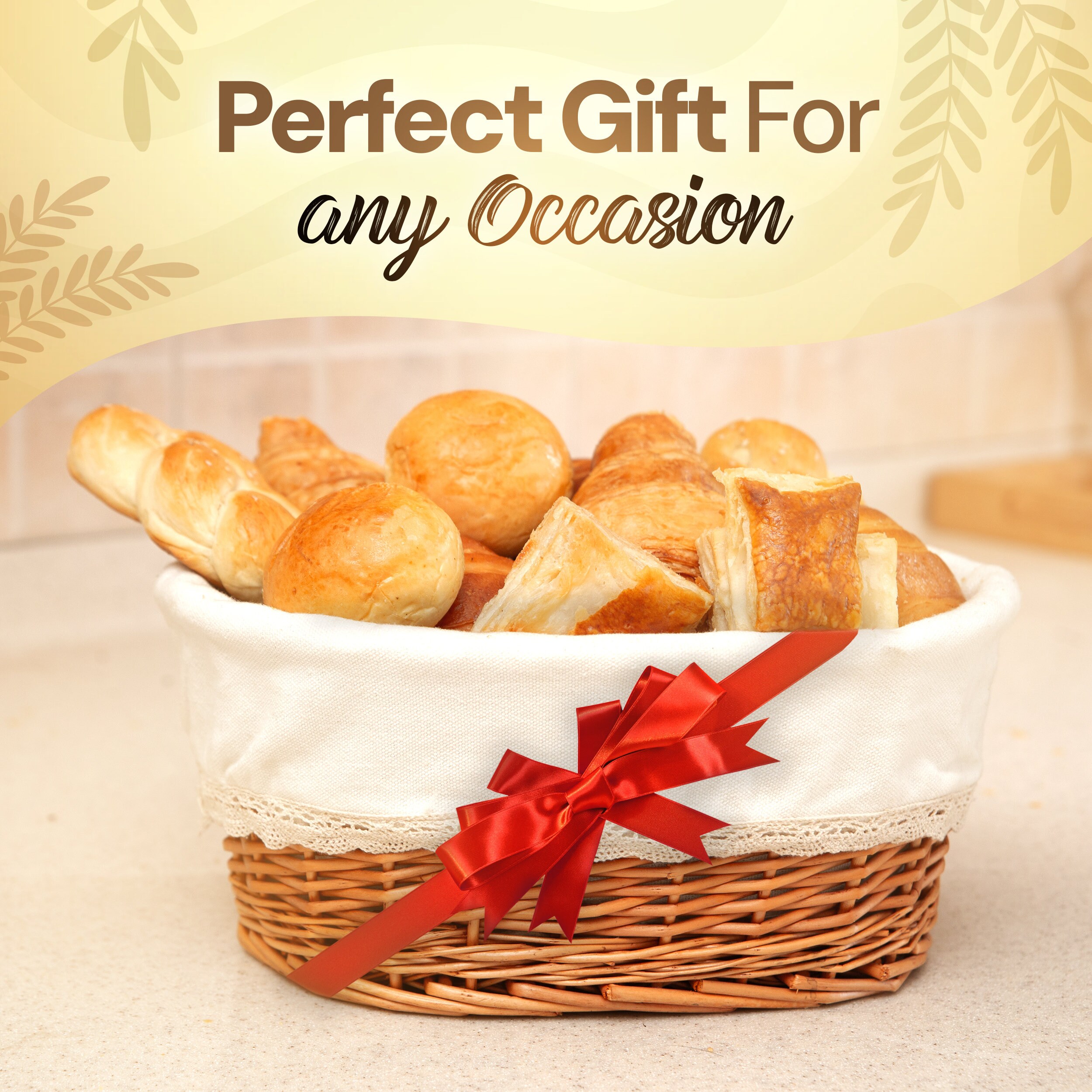 Large Bread Basket for Serving Set - 12x9” Wicker Basket With Removable ...