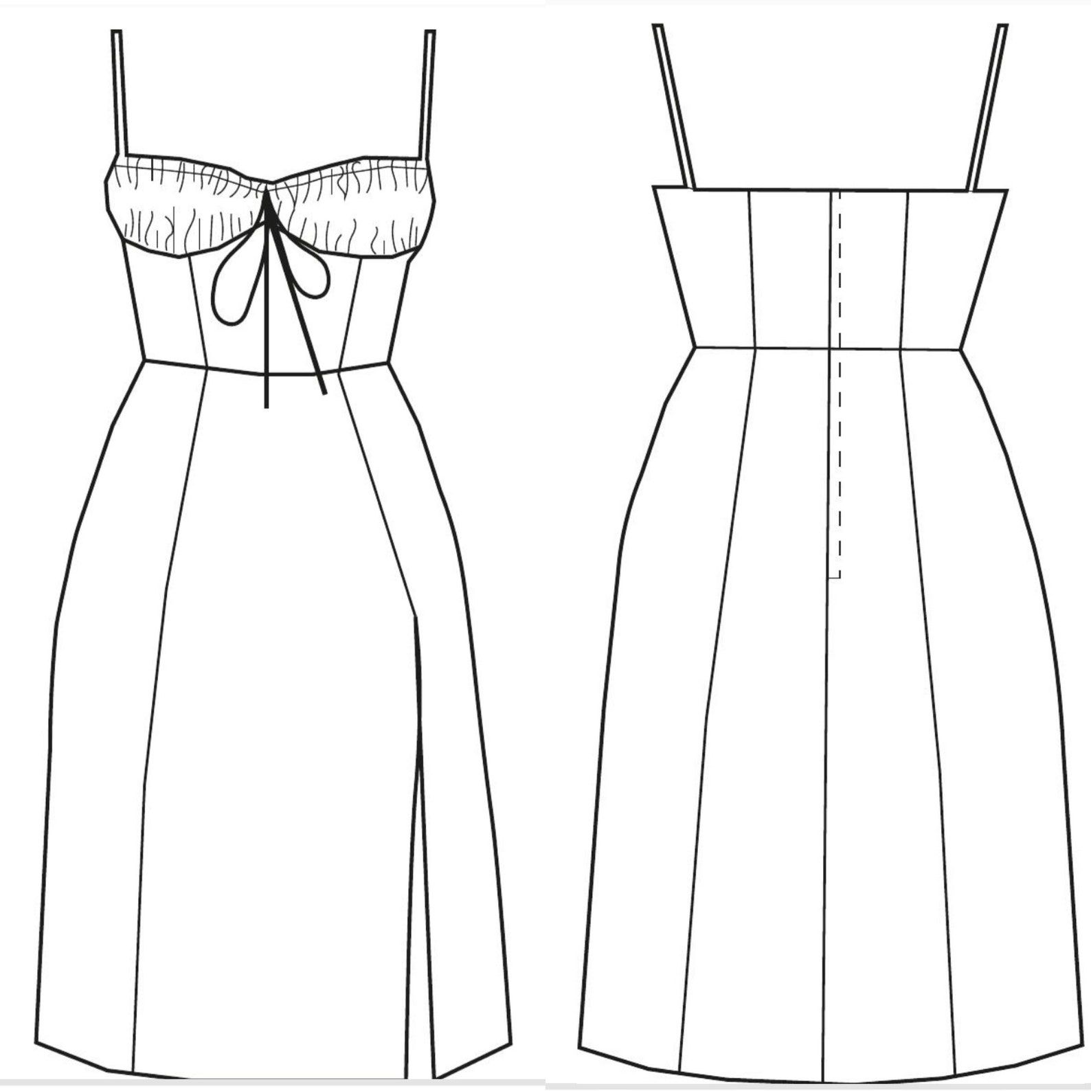 Rushed Bust Dress With Drawstring and Front Slit . EU SIZE 34-48 ...