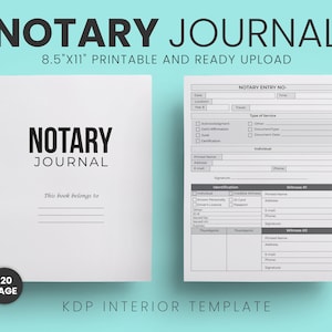 Notary Journal Template: 8.5"x11" 120-page Record Logbook (ready to ...