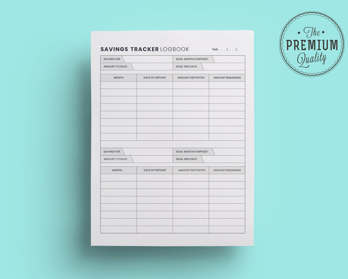 Savings Tracker Logbook 6x9 and 8.5X11 Inches Money - Etsy