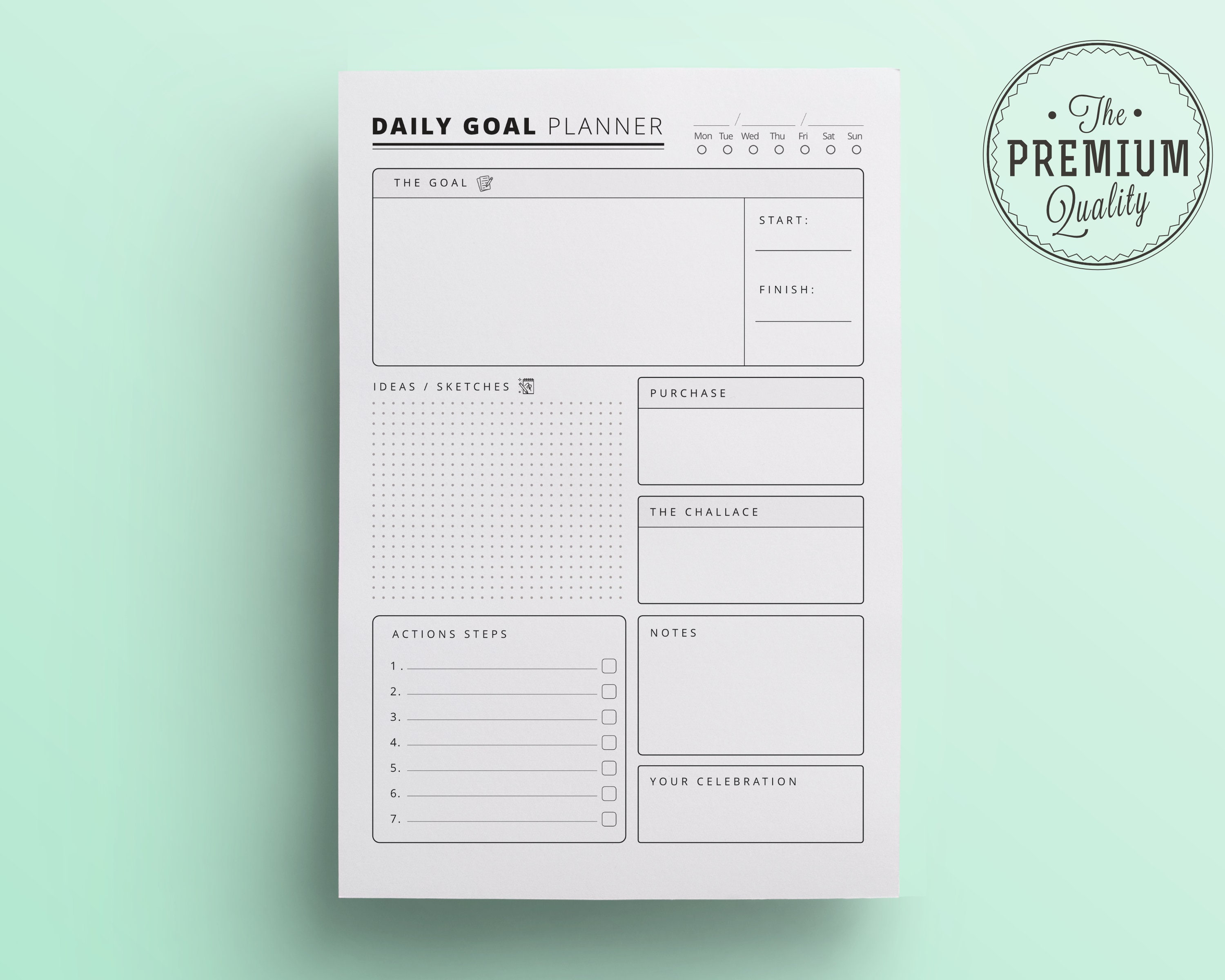 Daily Goal Planner 6x9 and 8.5X11 Inches Ready to Upload PDF Commercial ...
