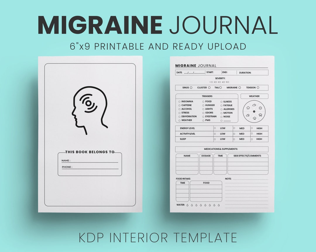 Migraine Tracker Printable, Headache Journal, Symptoms Log (6x9 PDF) - Etsy