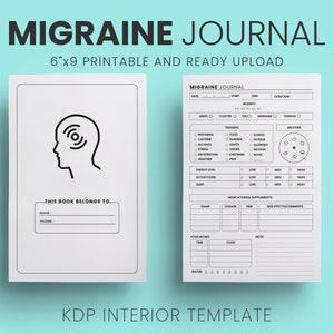 Migraine Tracker Printable, Headache Journal, Symptoms Log (6x9 PDF) - Etsy
