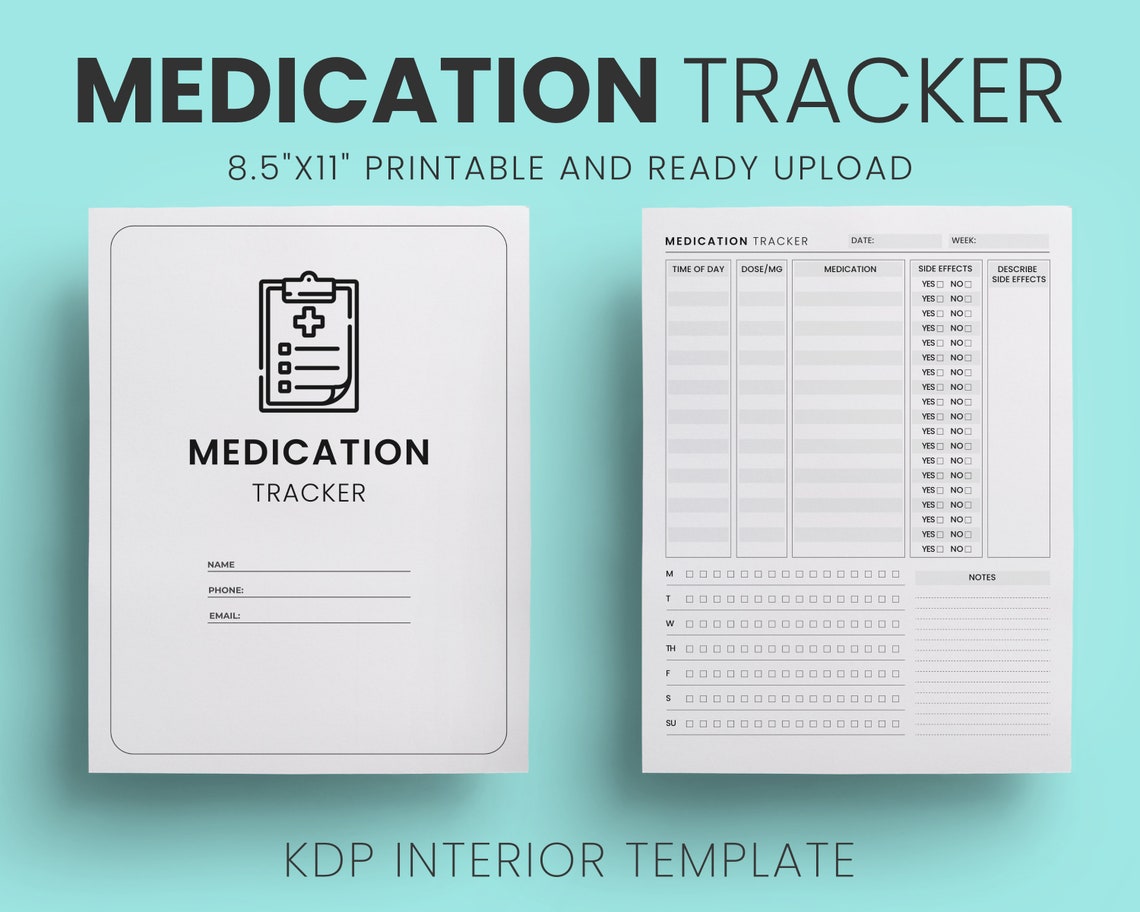 Medication Tracker, Weekly Medication Log,medication Organizer. 8.5"x11 ...