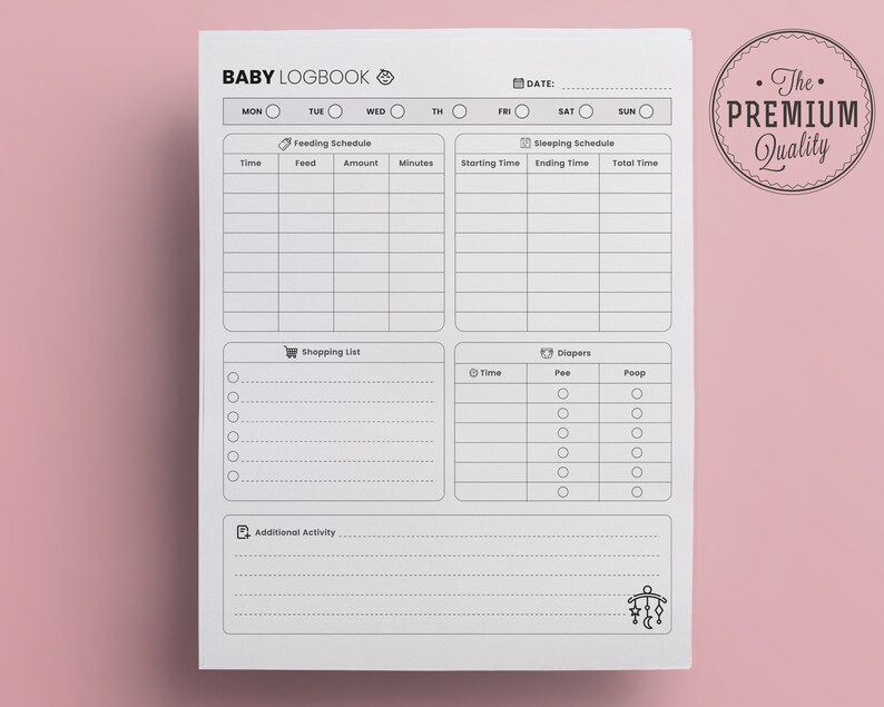 Baby Logbook Template, 120 Page (8.5x11) (PDF) - Etsy