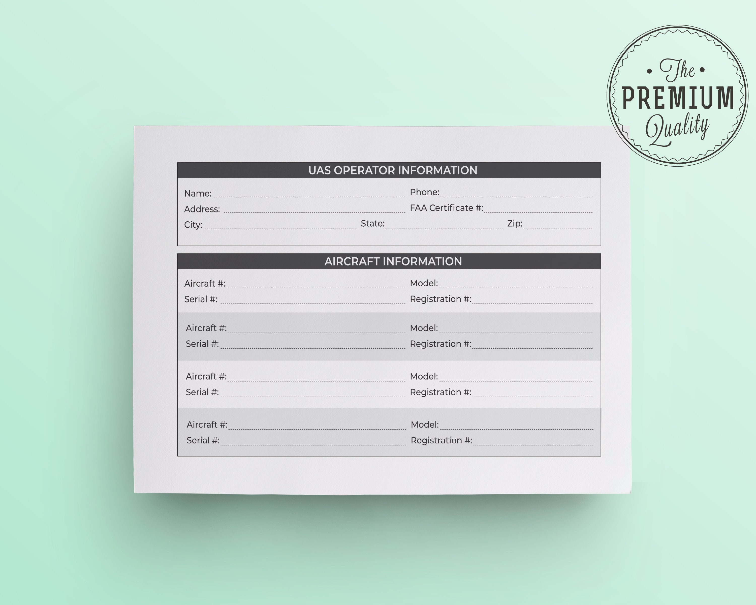 Drone Flight Logbook Interior for KDP 8.25”x6” Size (with Bleed) Ready ...