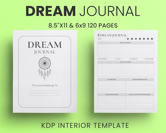 Dream Journal 6x9 and 8.5x11 Inches Ready to Upload PDF - Etsy