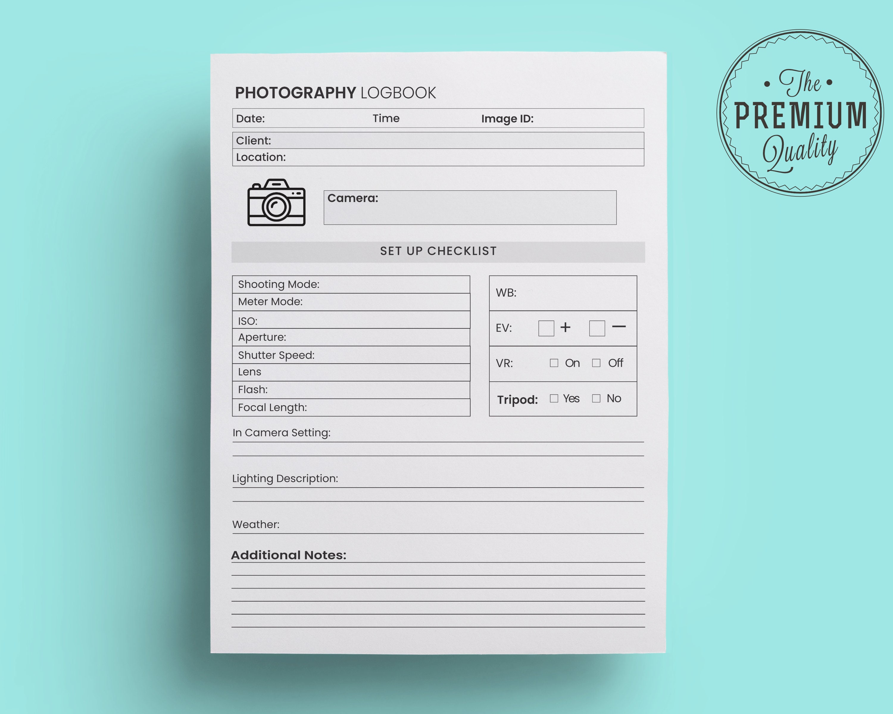 Approved KDP Photography Logbook Photographer Planner Printable ...