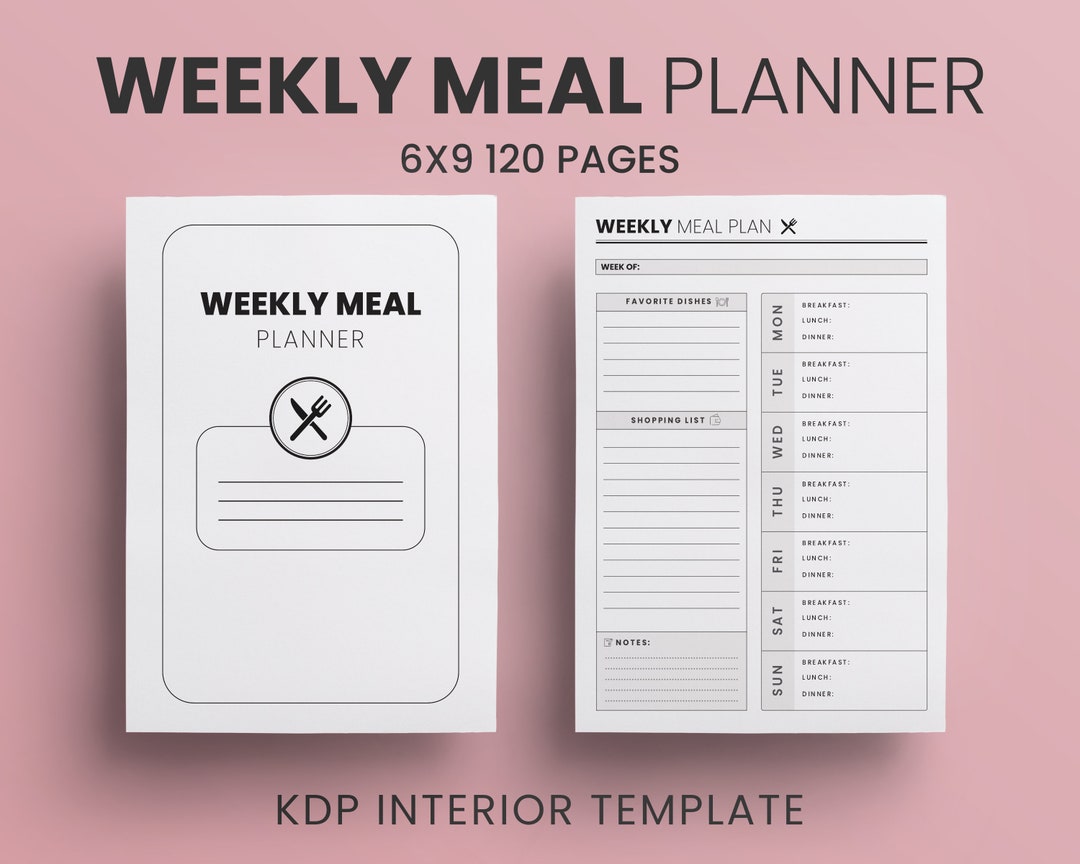 Weekly Meal Planner 6x9 Inches (with Bleed) Ready to Upload PDF ...