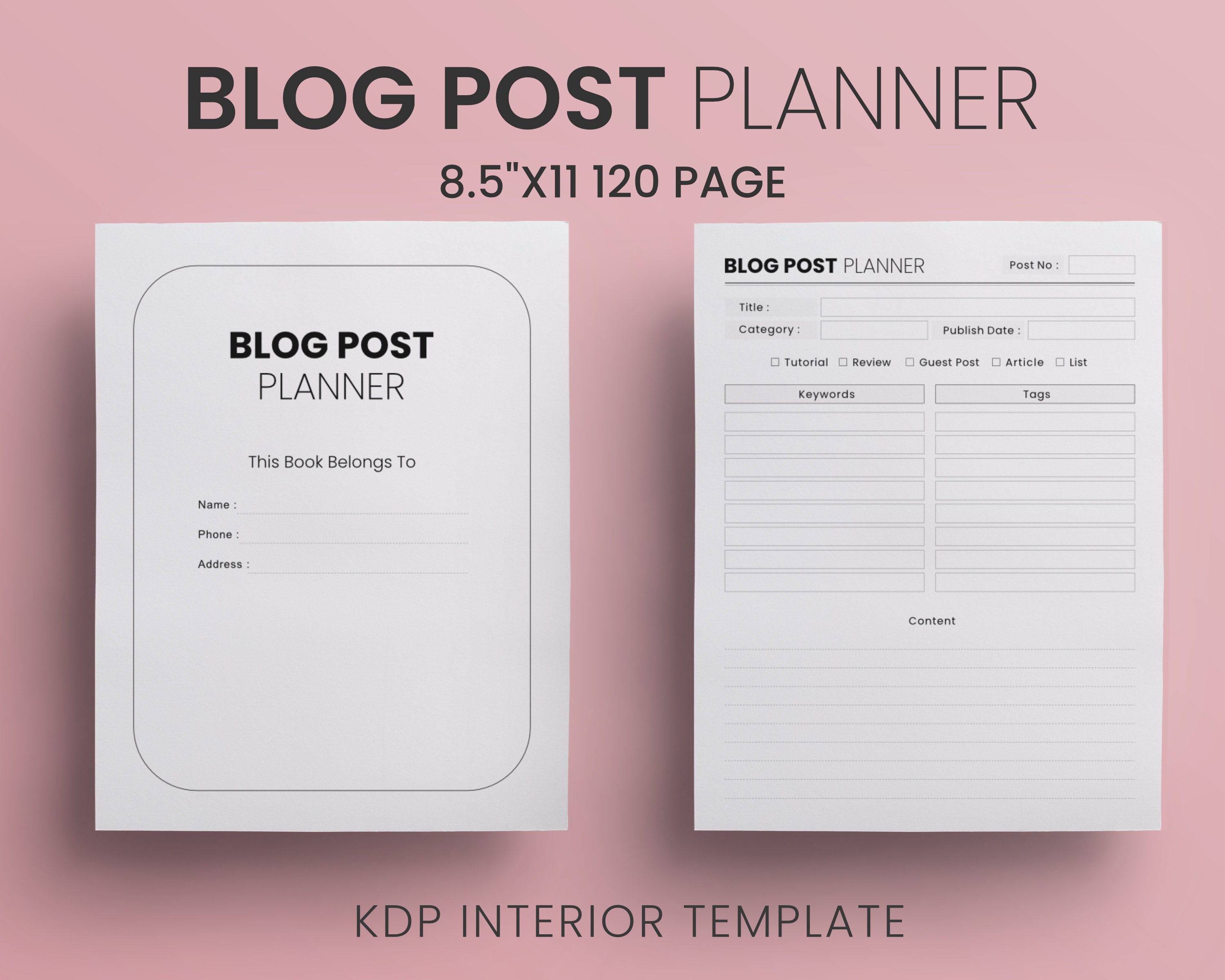 Blog Post Planner 8.5X11 Inches Ready to Upload PDF Commercial Use ...