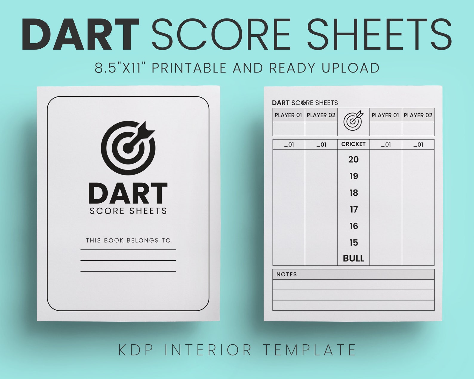 Dart Score Sheets: 8.5"x11" KDP Interior Template (PDF) - Etsy