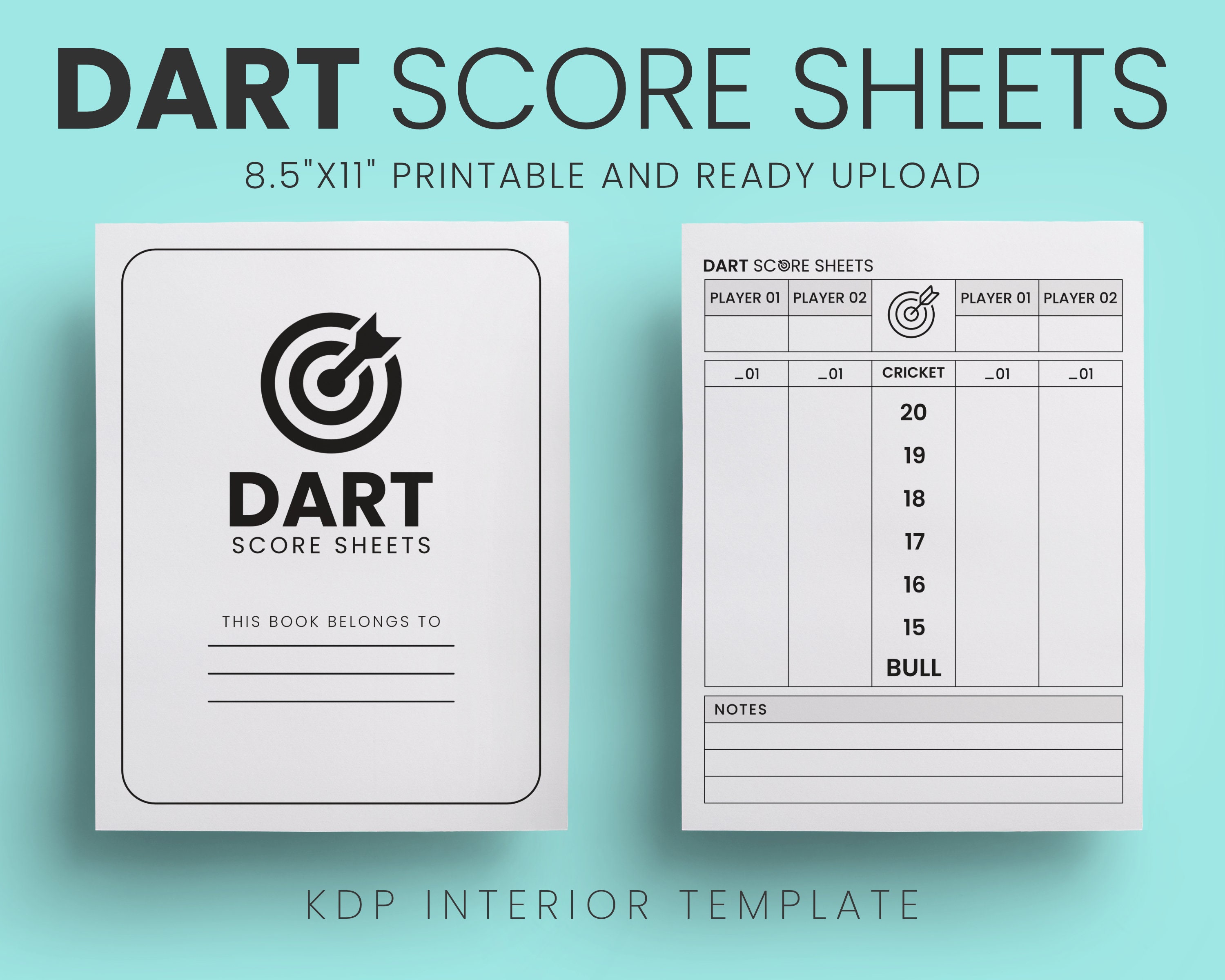Approved KDP Dart Score Sheets 8.5x 11 Inches with Bleed Ready to ...