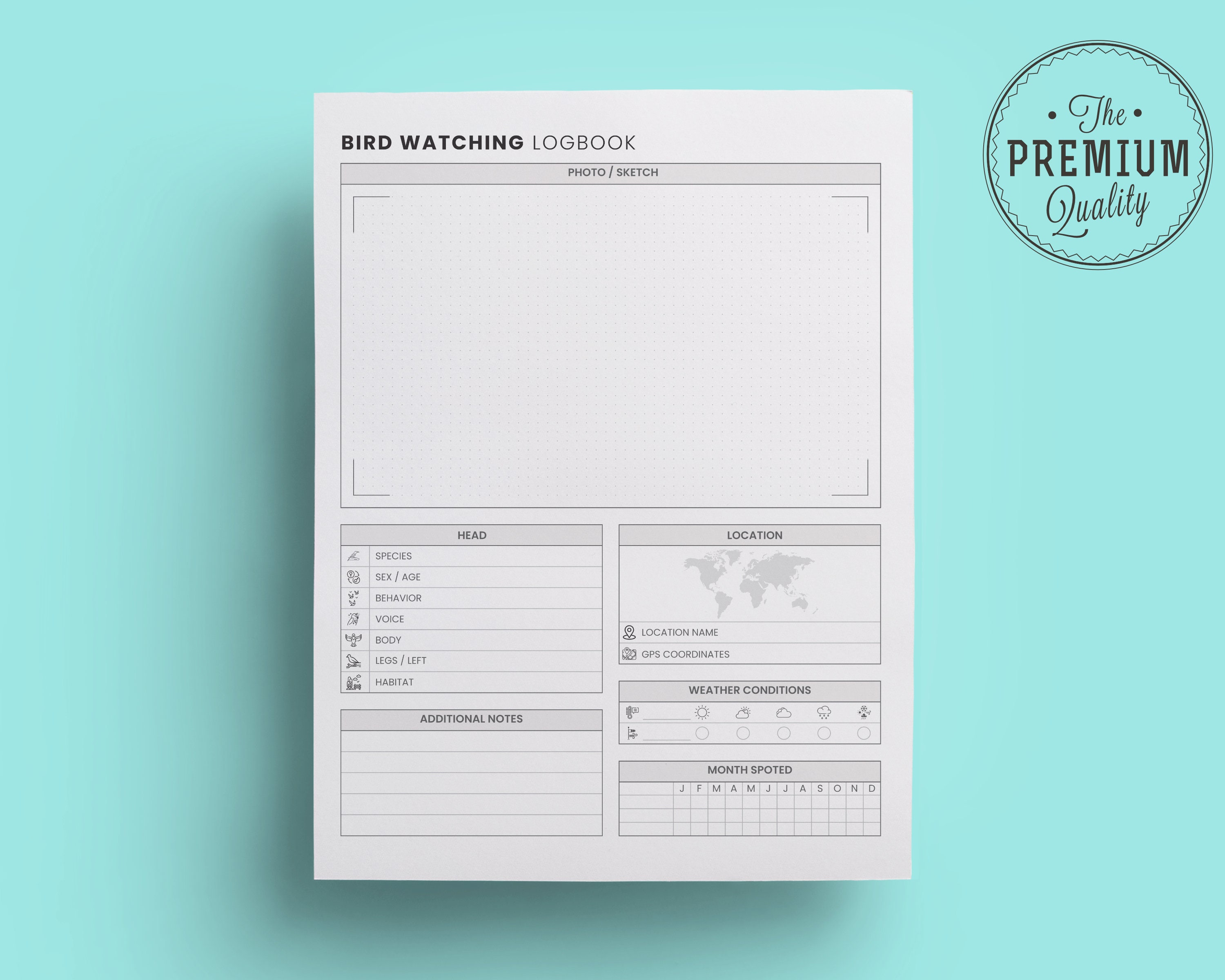 Bird Watching Logbook | KDP Interior | 8.5x11 Inches (with Bleed ...