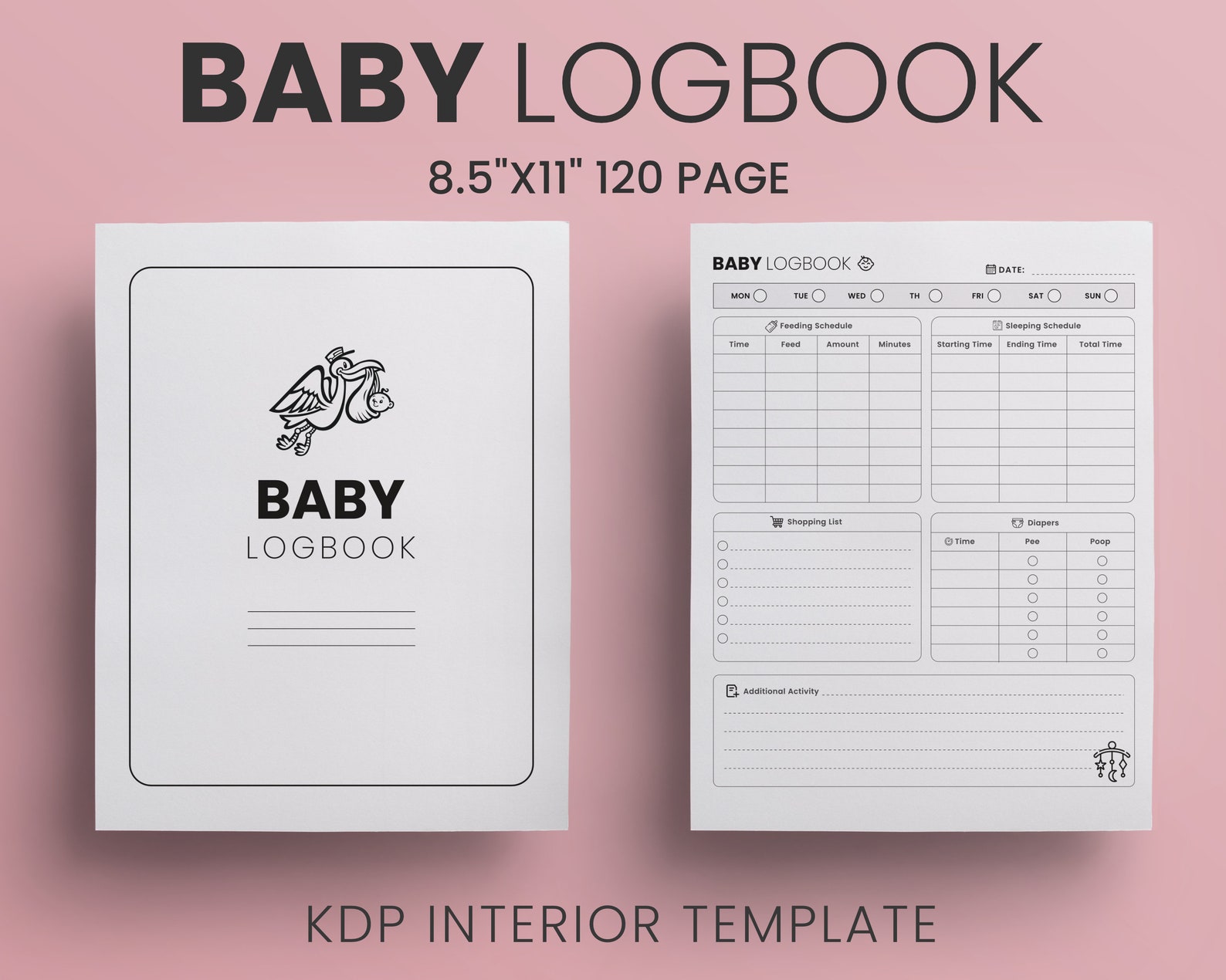 Baby Logbook Template, 120 Page (8.5x11) (PDF) - Etsy