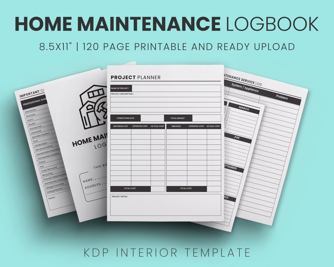 Home Maintenance Logbook,house Maintenance Template Kdp Interiors 8 ...