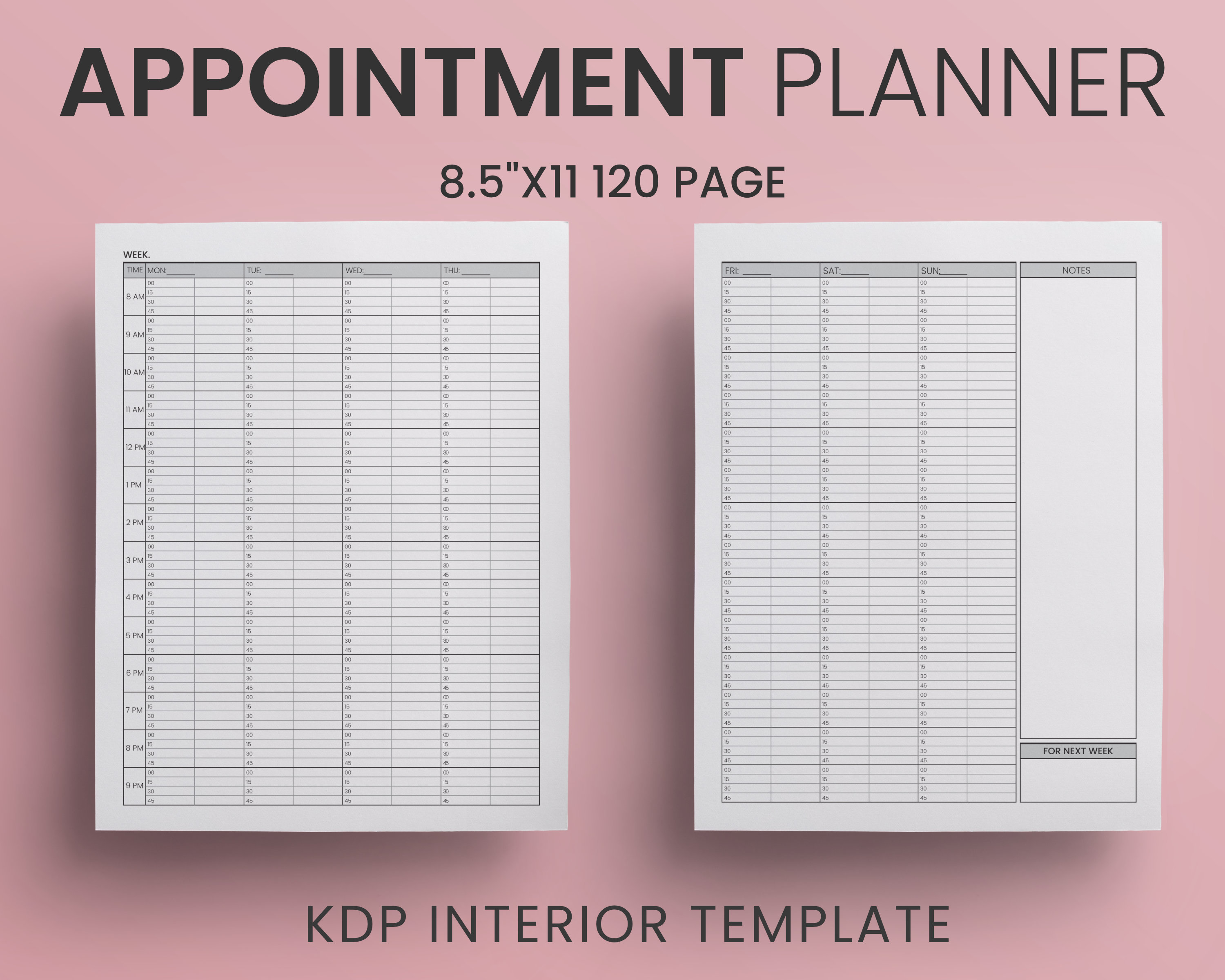 Appointment Planner Printable Template Ready to Upload PDF Commercial ...