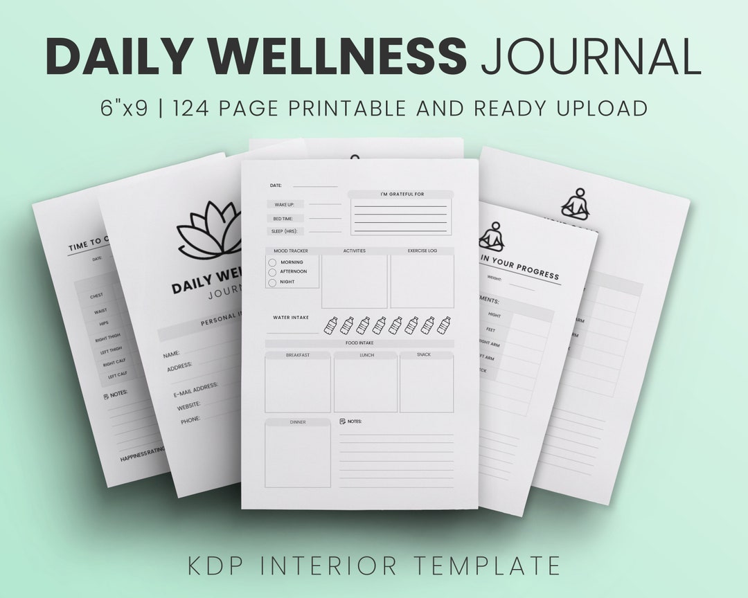 KDP Daily Wellness Planner | Self Care Routine Journal | Wellness ...