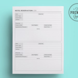 Hotel Reservation Log KDP Interior Template 8.5x11 Inches 120 Page ...