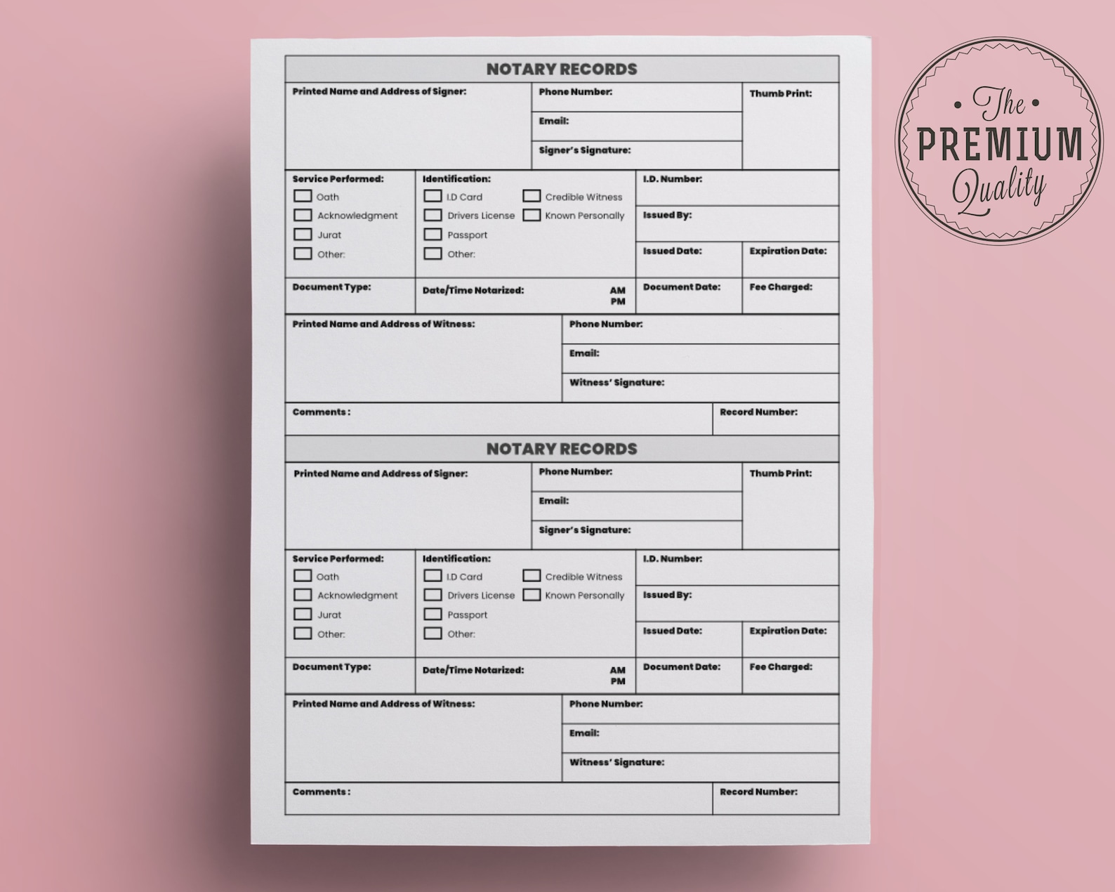 Notary Log Book KDP Interior Template 8.5"x11" Inches 100 Page Ready to ...