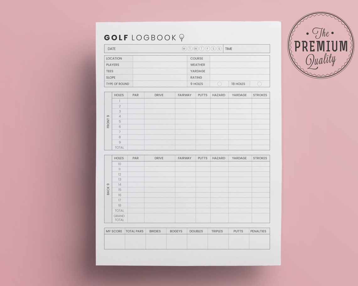 Golf Log Book KDP Interior Template 8.5"x11" and 6"x9" Inches 120 Page ...