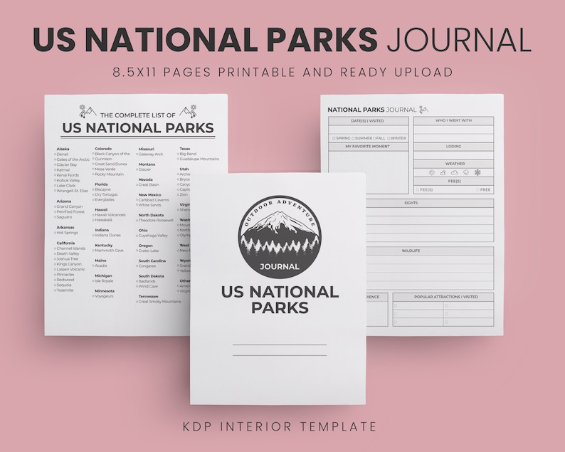 US National Parks Journal Checklist Printable Ready to Upload PDF ...