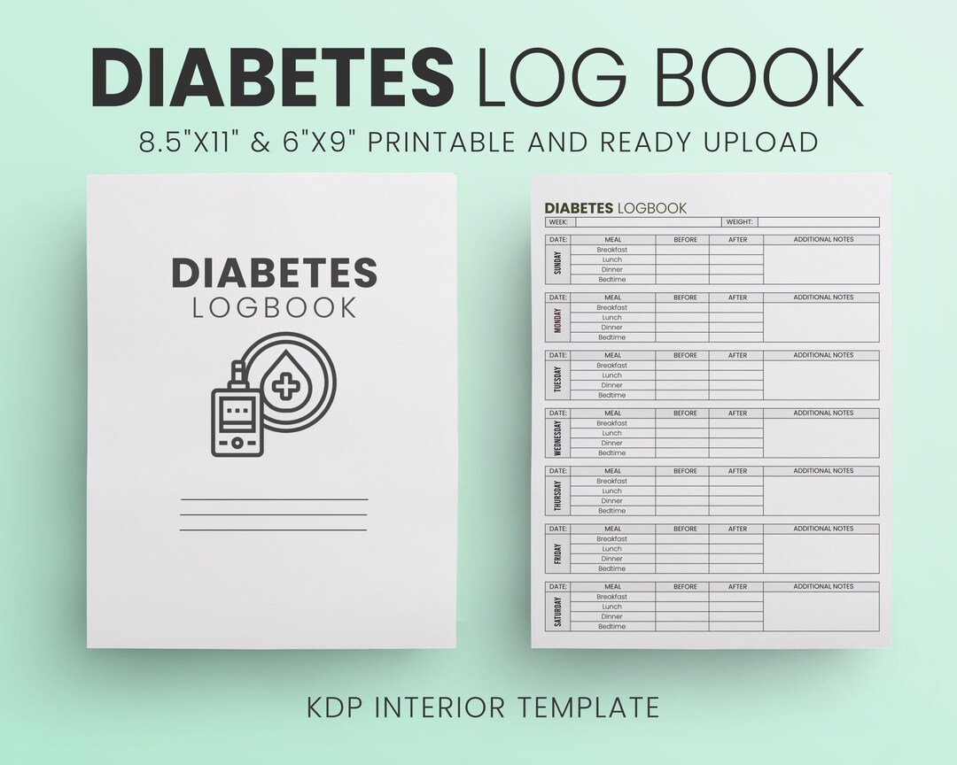 Approved KDP Diabetes Log Book 6x9 and 8.5X11 Inches Ready to Upload ...