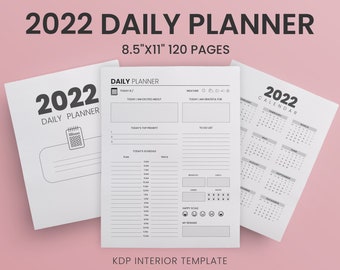 2022 Daily Planner KDP Journal 120 Pages 8.5x11 Ready to - Etsy