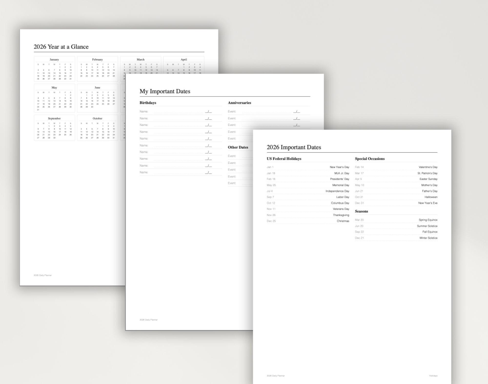 2026 Daily Planner Printable PDF, 365 Days Planner, Daily Schedule ...