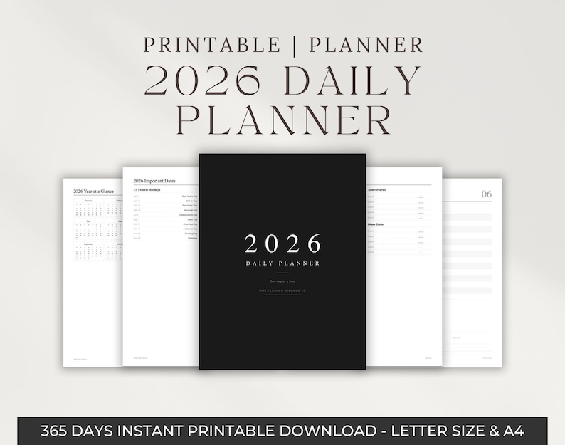 2026 Daily Planner Printable PDF, 365 Days Planner, Daily Schedule ...