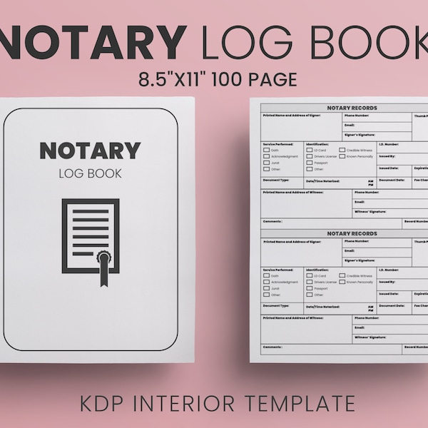 Notary Log Template - Etsy