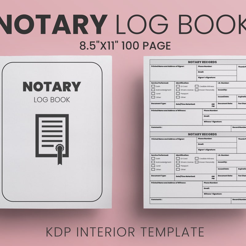 Notary Log Template - Etsy