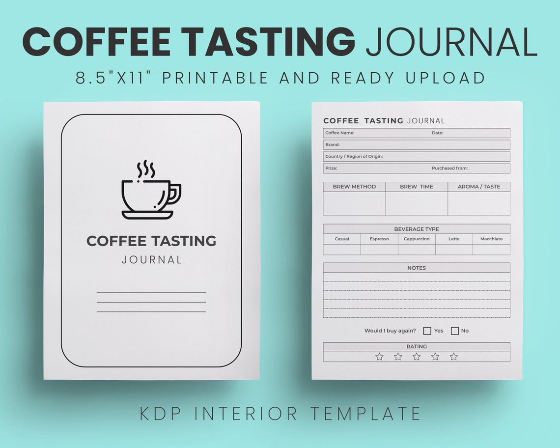 Coffee Tasting Journal PDF Printable Download | Template Sheet to ...
