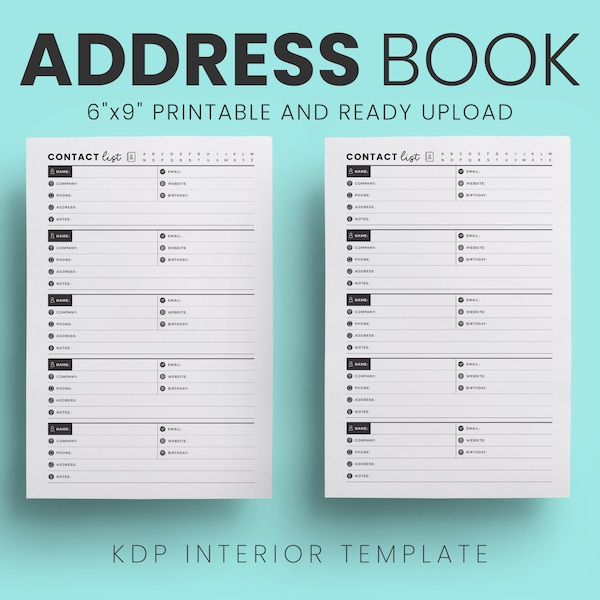 Printable Address Book - Etsy