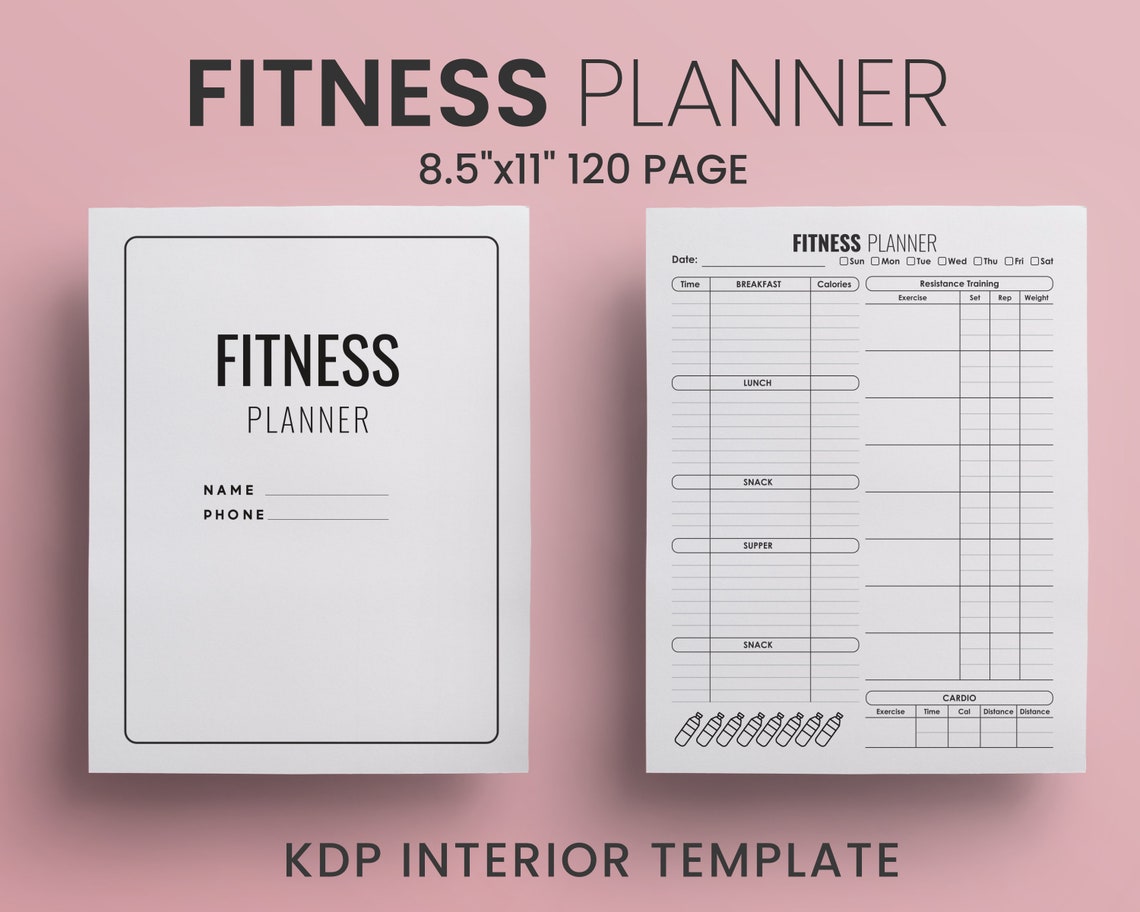 Fitness Planner KDP Interior - 8.5 X 11 Commercial Use Ready to Upload ...