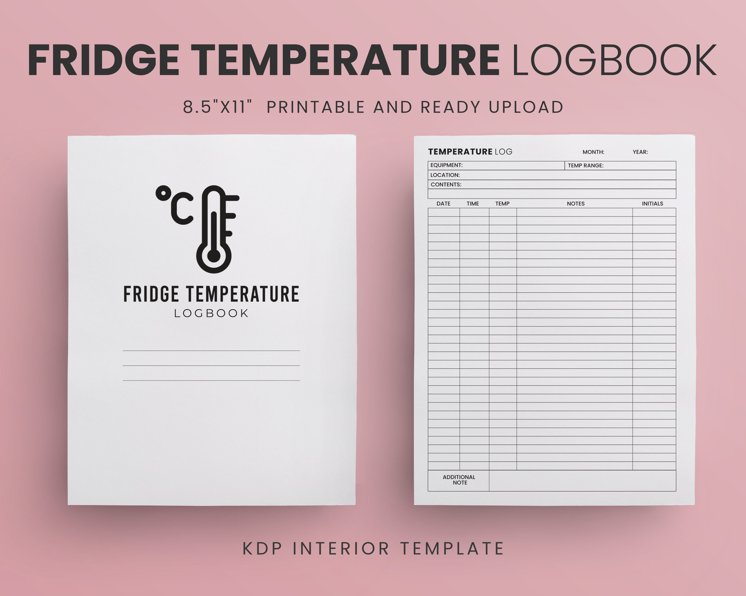 Fridge Temperature Logbook: 8.5x11 KDP Interior (PDF) - Etsy