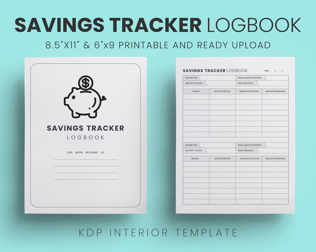 Savings Tracker Logbook 6x9 and 8.5X11 Inches | Money Challenge | Ready ...