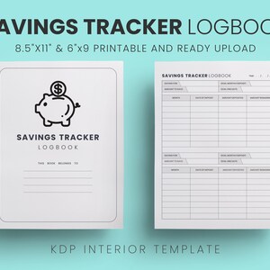 Savings Tracker Logbook 6x9 and 8.5X11 Inches | Money Challenge | Ready ...