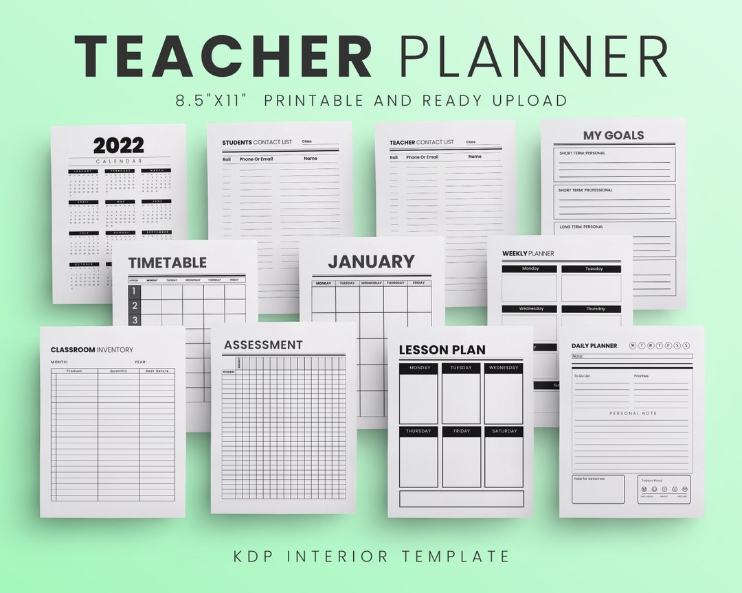 2022 Teacher Planner, 120 Page KDP Interior (PDF) - Etsy