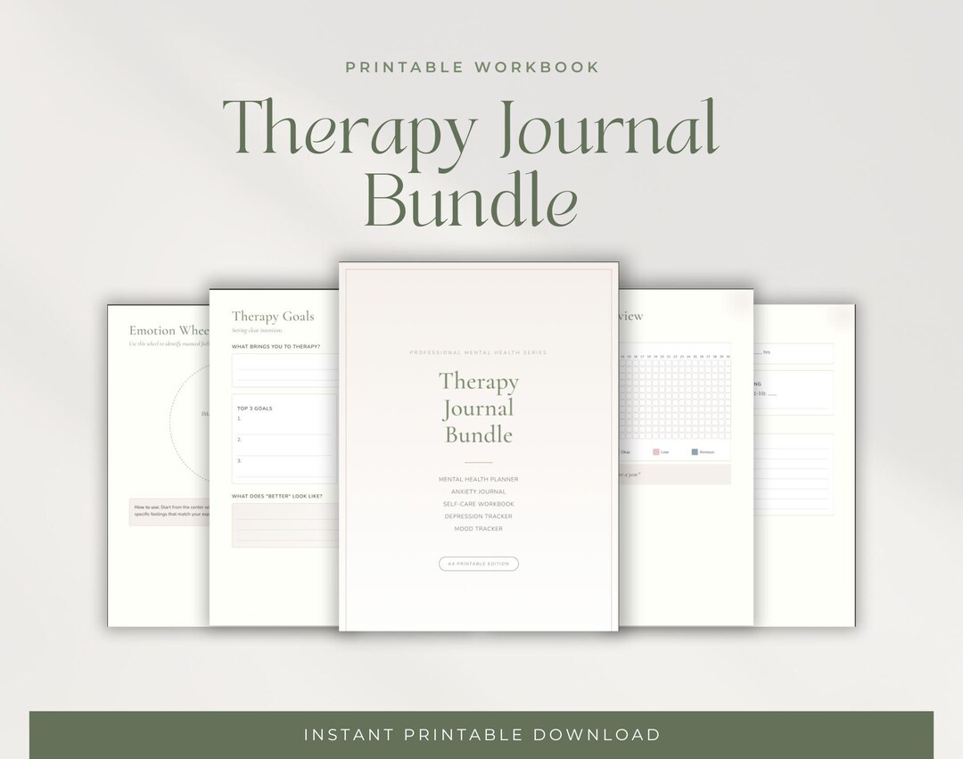 Therapy Journal Bundle Printable | Mental Health Planner | Anxiety ...
