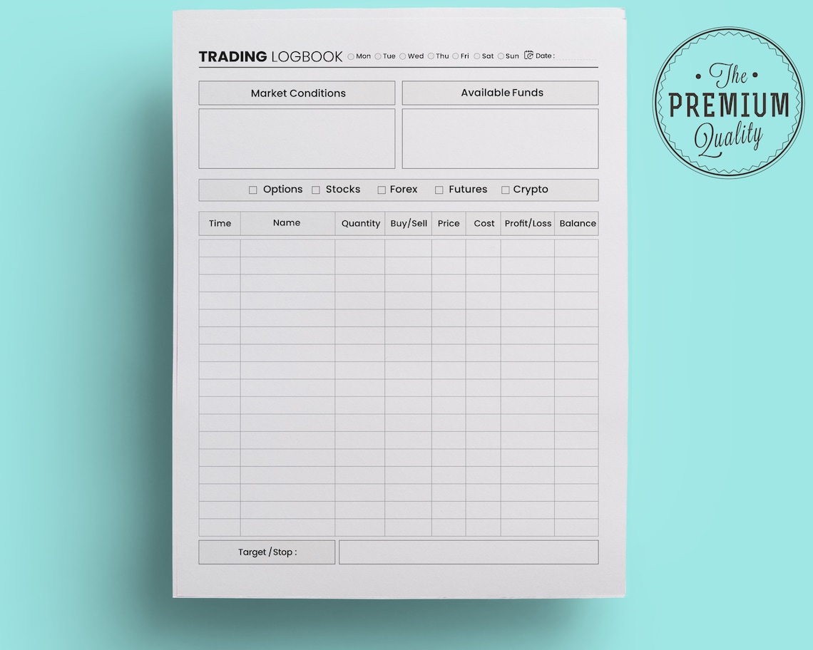 Trading Logbook 8.5x11 Inches Ready to Upload PDF Commercial Use KDP ...