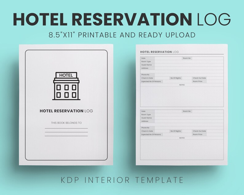 Hotel Reservation Log KDP Interior, 8.5x11, 120 Page (PDF) - Etsy