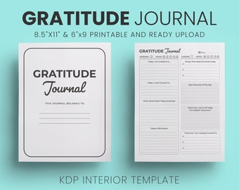 Daily Gratitude Journal 6x9 KDP Template Also for Digital - Etsy