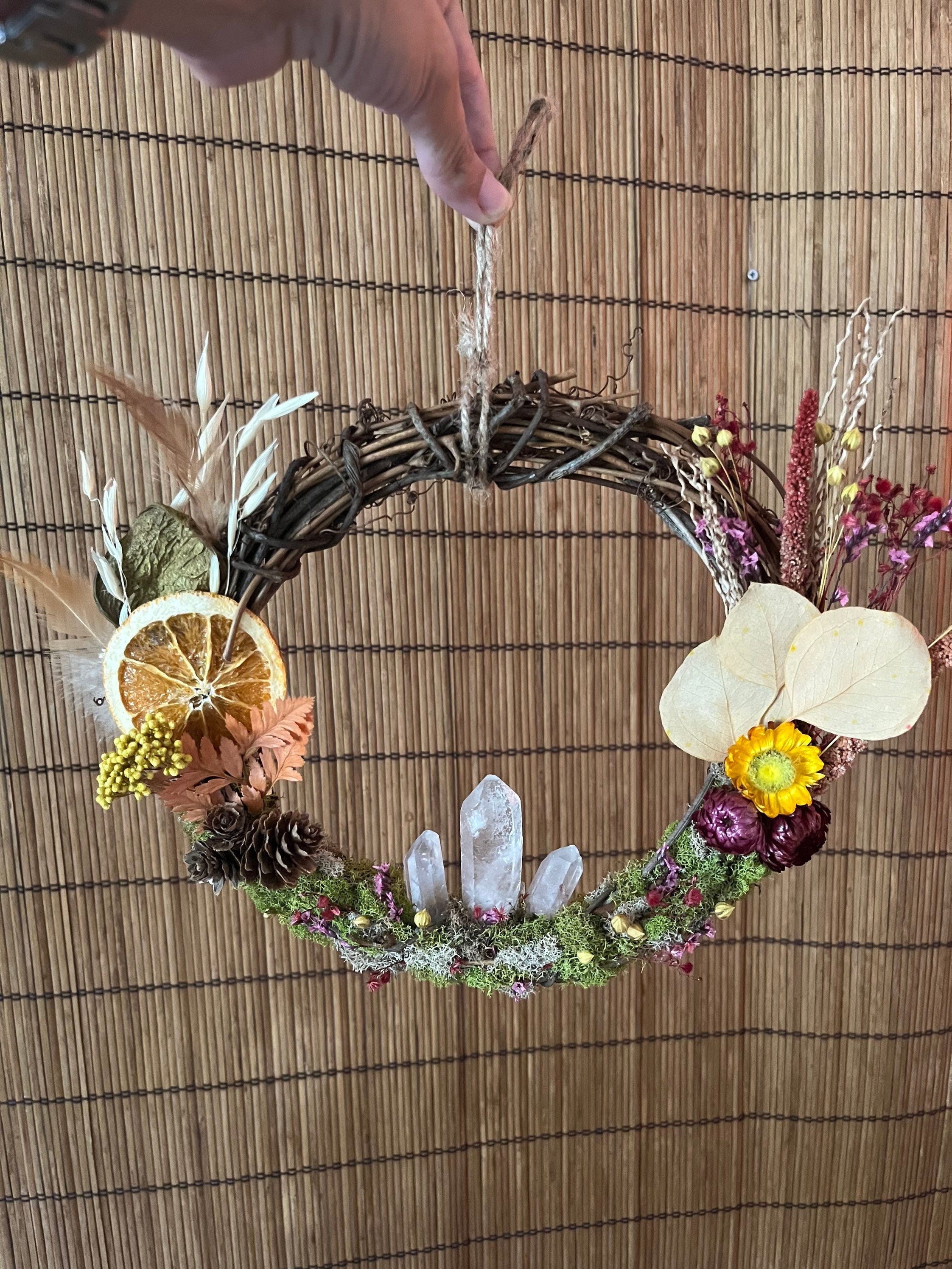 Crystal Wreath Medium Wall Art With Real Moss - Unique Handmade Home ...