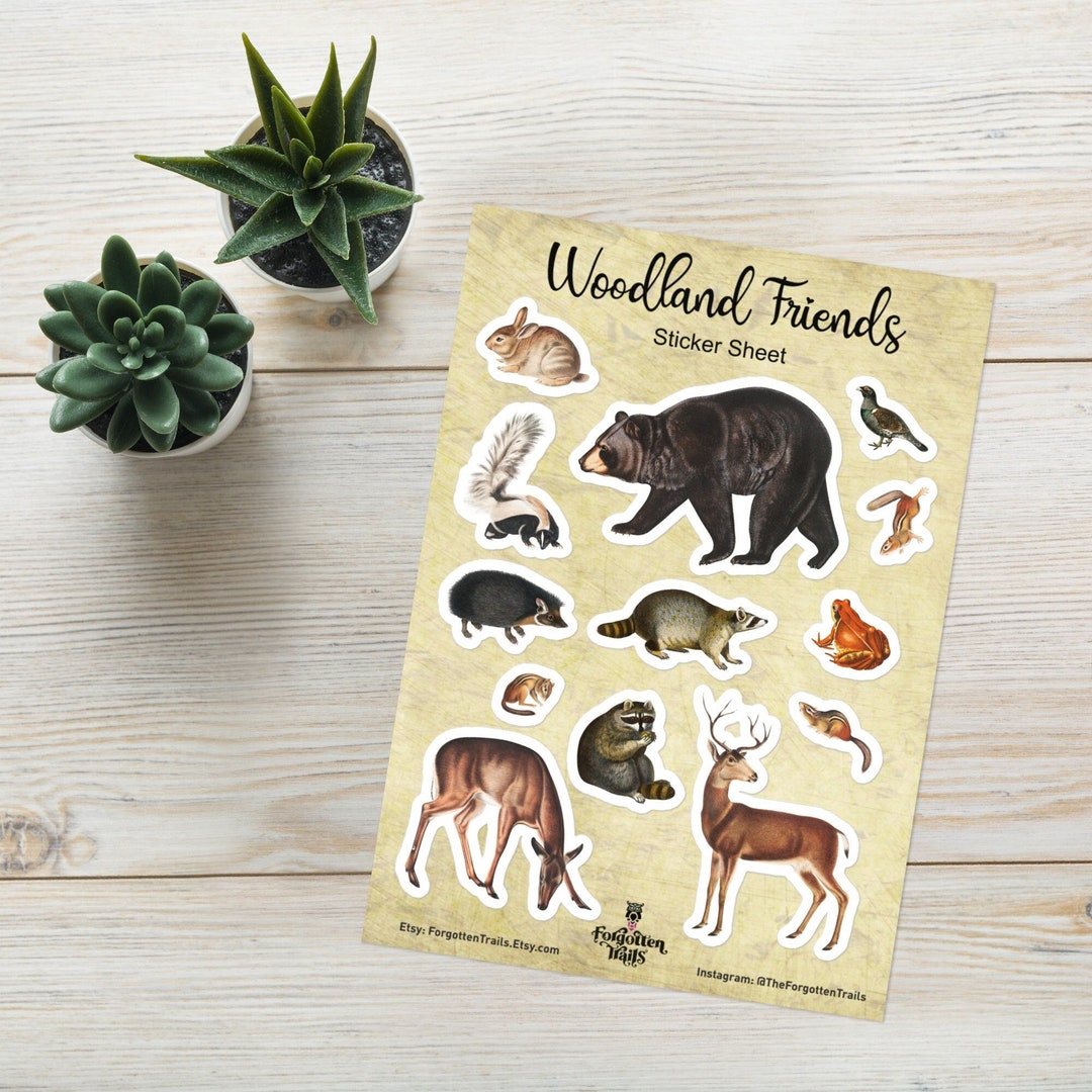 Forest Animals Illustrated Sticker Sheet Pack | 'woodland Friends' via ...